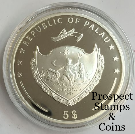 World Coins :: 2014 Palau Four Leaf Clover Five Dollar Silver Coin